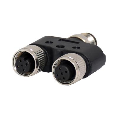 China M12 5P Solenoid Valve Connector Au Plating CuZn TPU Splitter Sensor Connector for sale