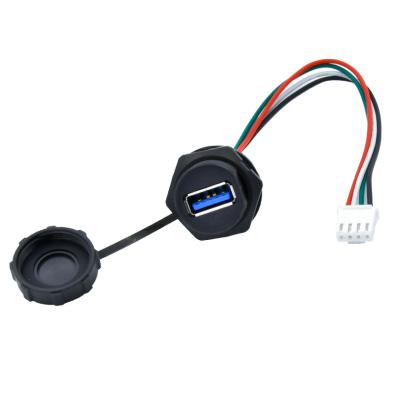 China USB 3.0 M12 Waterproof Adapter Male to Female IP67 PA66 PVC Panel Mount Connector for sale