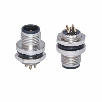 China M12 Waterproof Connector Pcb Solder Rear Mount Connector Flange Socket PA66 IP67 M8 A B D Code for sale
