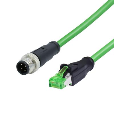 China Cat 5e M12 to RJ45 Ethernet Cable IP67 IP68 Male to Female 4 Pin for Sensor Automation for sale