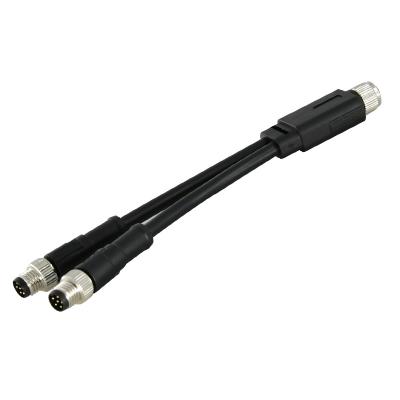 China M8 Y Splitter Male to Female 1 to 2 Plug Screw Threaded IP67 Waterproof 3 4 5 6 8 Pin for sale