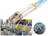 China OM3 Duplex Orange Fiber Optic Patch Cables 50-125mm Pitch Type Mini LC Type for sale