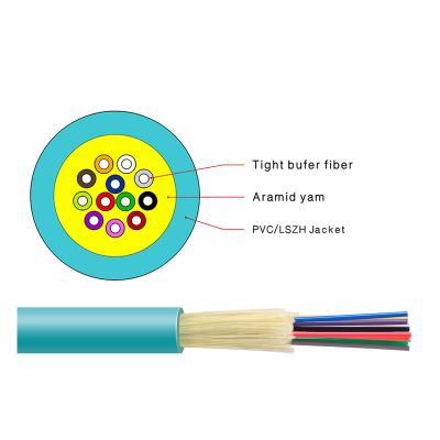 China Flame Retardant OM3 150/300 Indoor Fiber Optic Cable 6 / 8 / 10 Core for sale