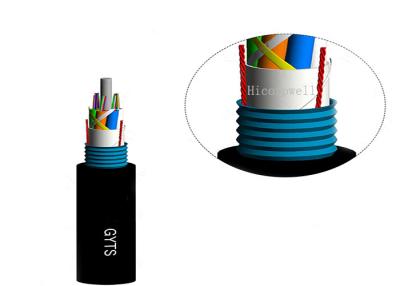 China GYTS Steal Armored SM Underground Glass Fiber Optic Cable 24 / 48 / 96 / 144 Core for sale