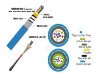 China Tight Buffer Fiber Armoured 12 Cores Glass Fiber Optic Cable Armored Central Tube FO Cable for sale