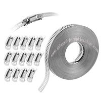 China Adjustable 304 Stainless Steel Worm Gear Hose Clamp Strap With Fasteners for sale