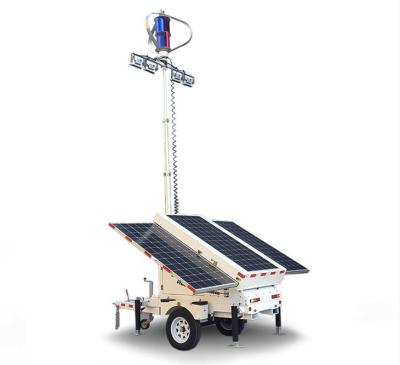China Portable LED Solar Lighting Tower Solar Wind Hybrid System Trailer Mobile Energy Vehicle for sale