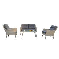 China Outdoor Backyard Furniture PE Rattan Chairs With Cushion and Patio Table Luxury Garden Set for sale