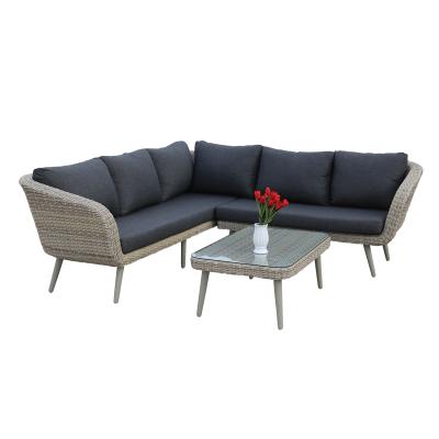 China Leisure Factory Wicker Outdoor Garden Rattan L Shape Sofa Lounge Set for Patio and Balcony Use for sale