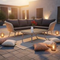 China Leisure Factory Wicker Outdoor Garden Rattan L Shape Sofa Lounge Set for Patio and Balcony Use for sale