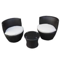 China Outdoor Garden PE Round Rattan Furniture 3Pcs Wicker Egg Chairs and Table Set for sale