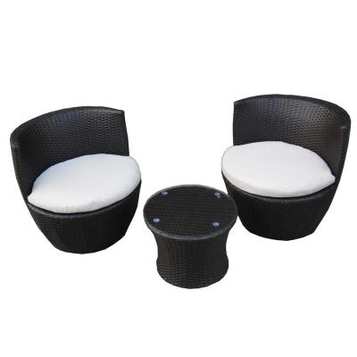 China Outdoor Garden PE Round Rattan Furniture 3Pcs Wicker Egg Chairs and Table Set for sale