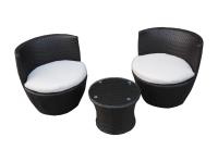 China Outdoor Garden PE Round Rattan Furniture 3Pcs Wicker Egg Chairs and Table Set for sale
