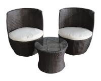 China Outdoor Garden PE Round Rattan Furniture 3Pcs Wicker Egg Chairs and Table Set for sale