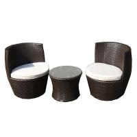 China Outdoor Garden PE Round Rattan Furniture 3Pcs Wicker Egg Chairs and Table Set for sale