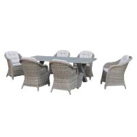 China Water Proof Garden Outdoor Furniture Brushed Aluminum Table  Patio Restaurant Dining Set for sale
