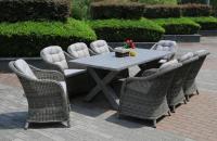 China Water Proof Garden Outdoor Furniture Brushed Aluminum Table  Patio Restaurant Dining Set for sale