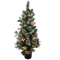 China 2026 Cheap 90cm Modern Steel & PVC Outdoor Snowing Christmas Tree with LED Lights Customizable Size for sale