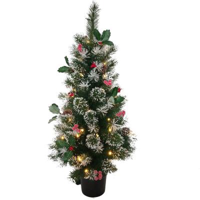 China 2026 Cheap 90cm Modern Steel & PVC Outdoor Snowing Christmas Tree with LED Lights Customizable Size for sale