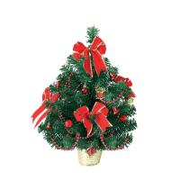 China Modern Outdoor Mini PVC Christmas Tree with Linen Stand and Red Fruits Pine Cone White Lace Design for sale
