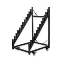 China 12 Layer Mobile Tile Display Rack High Carbon Steel Anti-Rust Lockable Wheels Triangle Reinforced Plastic End Caps for sale