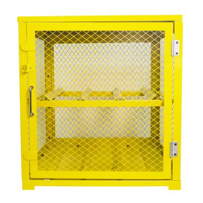 China 2-Tier Gas Cylinder Storage Cage 120LBS Per Shelf Ventilated Grooved Bracket Safety Mesh Cabinet with Handle for sale