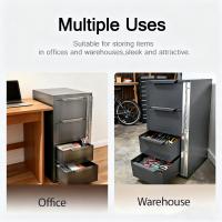 China 4 Drawer Welded Steel Vertical File Cabinet Gray Security Lock Adjustable Inner Divider Office Garage Storage Chest for sale