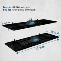 China 2 Pack Heavy Duty Garage Wall Shelves 500LBS Capacity 47x18in One-Piece Stamped Reinforced Steel Bracket Rack for sale