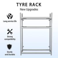 China 3 Tier Single Entry Tire Storage Rack 1500LBS High Carbon Steel White Anti-Rust Adjustable Heavy Duty Steel Shelving for sale