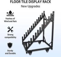 China 12 Layer Mobile Tile Display Rack High Carbon Steel Anti-Rust Lockable Wheels Triangle Reinforced Plastic End Caps for sale