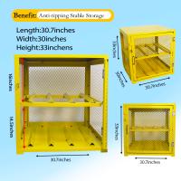 China 2-Tier Gas Cylinder Storage Cage 120LBS Per Shelf Ventilated Grooved Bracket Safety Mesh Cabinet with Handle for sale