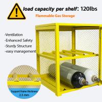 China 2-Tier Gas Cylinder Storage Cage 120LBS Per Shelf Ventilated Grooved Bracket Safety Mesh Cabinet with Handle for sale
