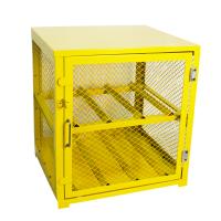 China 2-Tier Gas Cylinder Storage Cage 120LBS Per Shelf Ventilated Grooved Bracket Safety Mesh Cabinet with Handle for sale