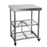 China Foldable Stainless Steel Kitchen Cart With Wheels | Portable Kitchen Island, Microwave Stand & Storage Cart For Home, Restaurant & BBQ for sale