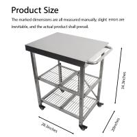 China Foldable Stainless Steel Kitchen Cart With Wheels | Portable Kitchen Island, Microwave Stand & Storage Cart For Home, Restaurant & BBQ for sale