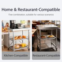 China Foldable Stainless Steel Kitchen Cart With Wheels | Portable Kitchen Island, Microwave Stand & Storage Cart For Home, Restaurant & BBQ for sale