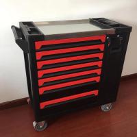 China Silent Rubber Wheeled Tool Box Trolley Vertical 7 Drawer Side Cabinet for sale