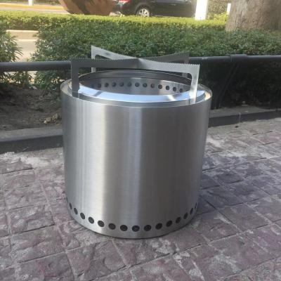 China Camping 14 Inches Ound Fire Pit BBQ 304 Stainless Steel Smokeless Stove for sale