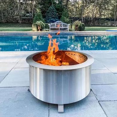 China Outdoor Stainless Steel Smokeless Fire Pit Portable 24 Inch Outdoor Bonfire for sale