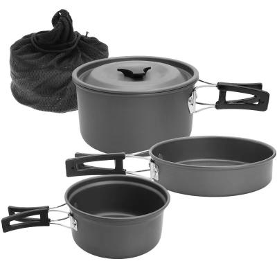 China Black Aluminium Alloy Camping Pot Set 0.8mm Thickness THNH-03 for sale