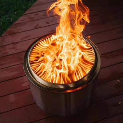 China Diameter 28cm Stainless Steel Smokeless Fire Pit Bbq Camping Packaging for sale