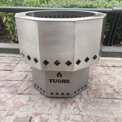 China Double Wall Smokeless Wood Fire Pit Two Tier Double Flame Smoke Free for sale