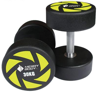 China PU Weight Lifting Dumbbell 50kgs Rubber Round Customized Logo for sale