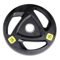 China Rubber Coated Tri Grip Weight Plate 1.25-25KG Cast Iron Gym Dumbbell Barbell Plate for sale