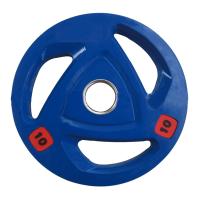 China Rubber Coated Tri Grip Weight Plate 1.25-25KG Cast Iron Gym Dumbbell Barbell Plate for sale