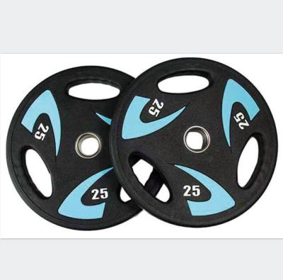 China Tri Grip CPU Coated Bumper Weight Plate 1.25-25kg for Gym Weight Lifting for sale