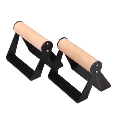 China Wood Push Up Stand Bar Portable Home Gym Fitness Exercise Equipment 1.36kg Beech Handle for sale
