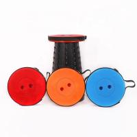 China Round Retractable Plastic Stool Outdoor Camping Telescopic Portable Collapsible for sale