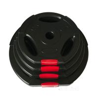 China Cement Coated Weight Plate Set 2.5kg 5kg 7.5kg 30mm Hole Black Red for sale
