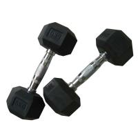 China Deluxe Black Hex Rubber Dumbbells Cast Iron Core 1-50kgs for Gym Fitness Weight Lifting for sale